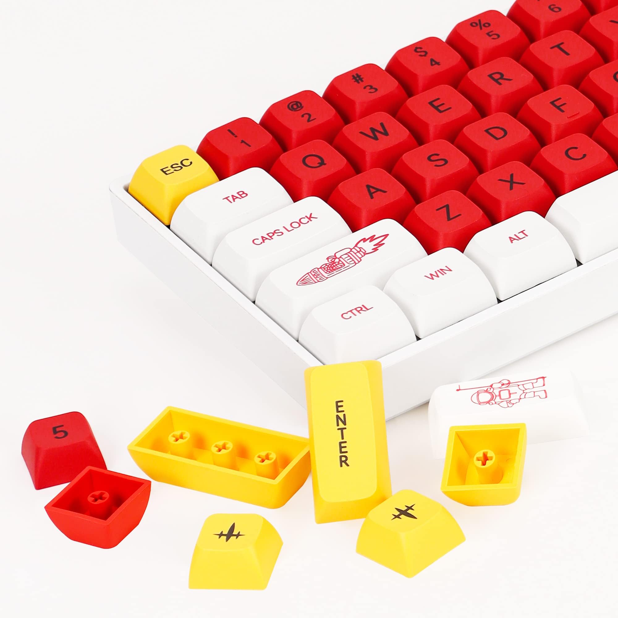 XDA PBT keycap, 138 Key 2D Alien Sublimation Custom red Key Cap Set for ...