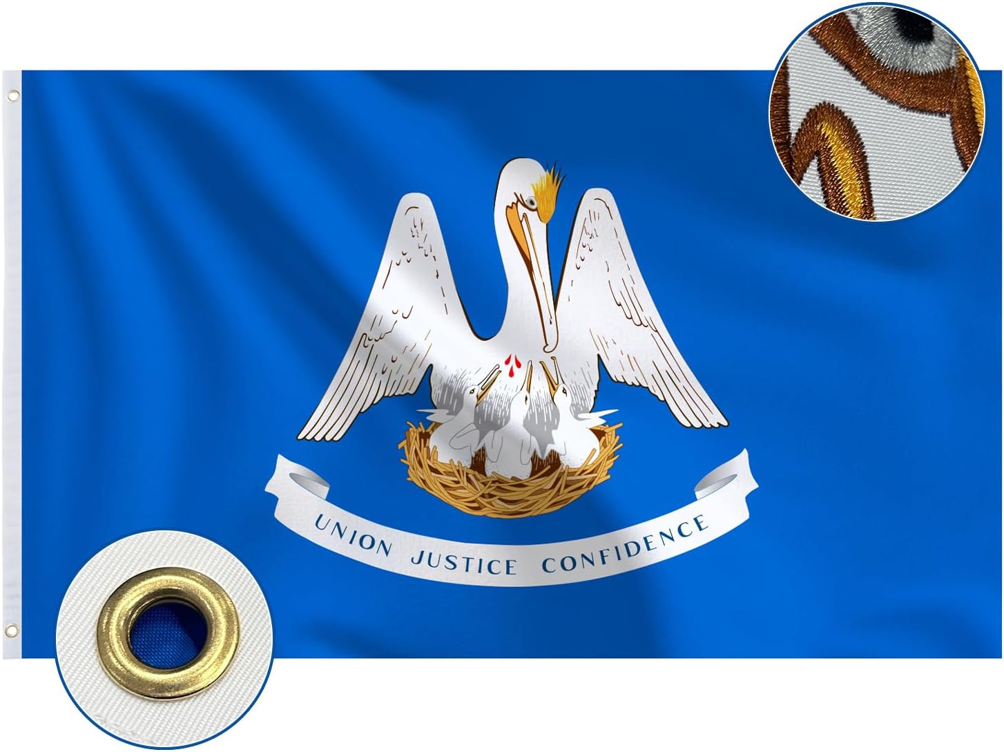 Amazon.com : Bradford Embroidered Louisiana State Flag 3x5 feet Outdoor ...