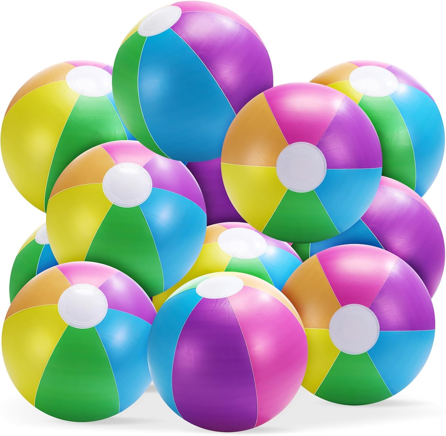 Amazon.com: MiniInflat 12 Pcs Inflatable Neon Beach Balls Bulk Rainbow ...
