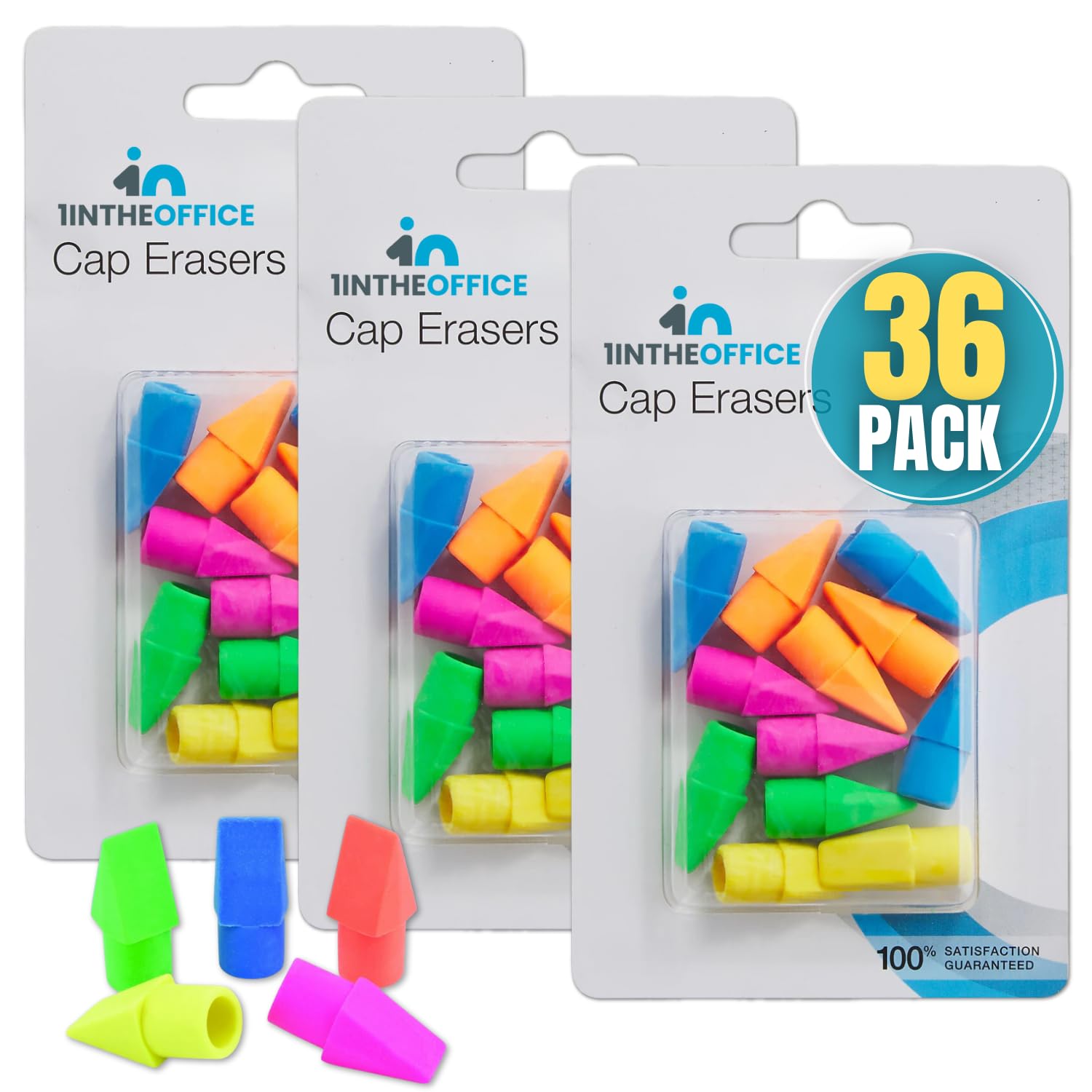 Snapklik.com : 1InTheOffice Pencil Cap Erasers, Assorted Colors ...