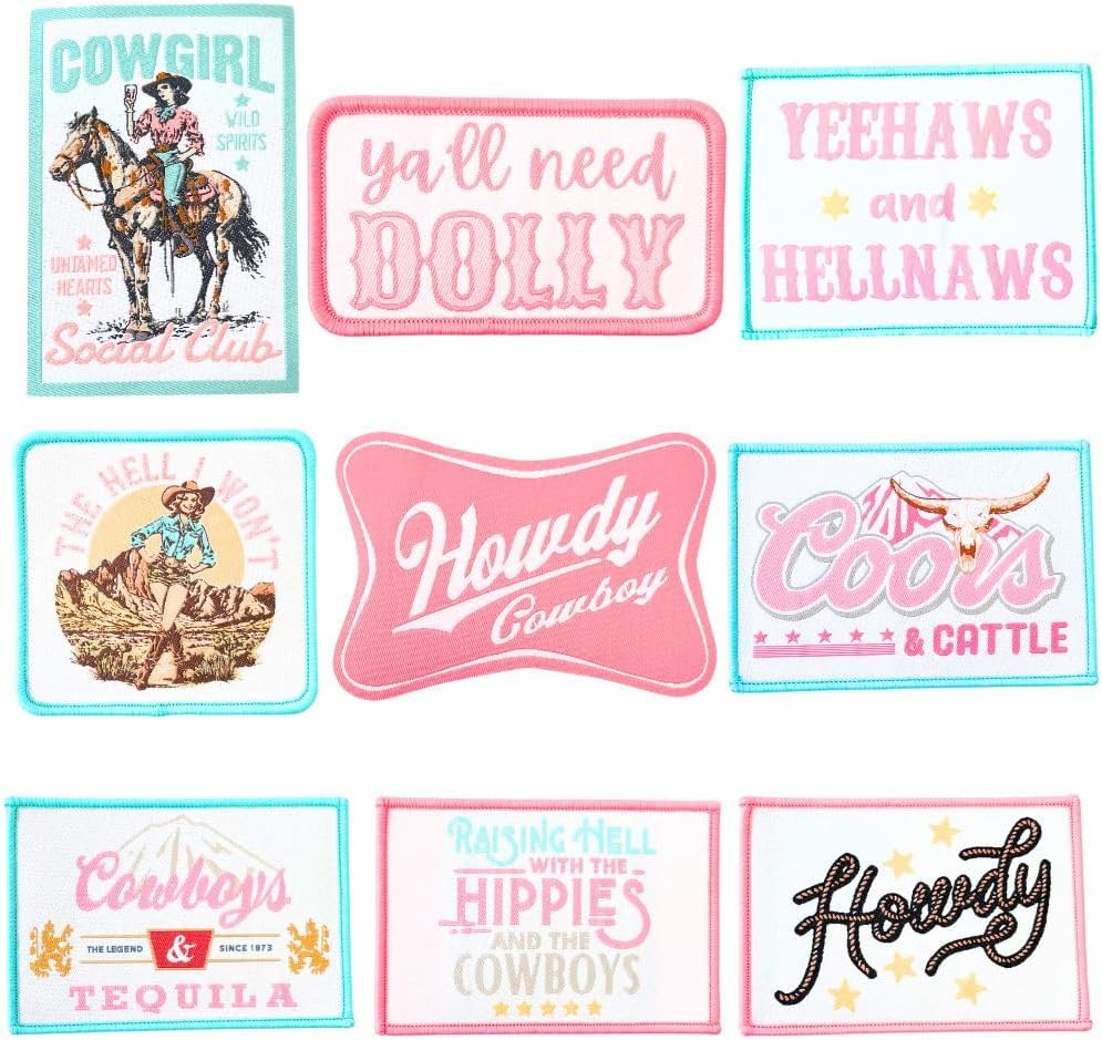 Amazon.com: 9PC Western Embroidered Trucker Hat Patches Iron On | Funny ...