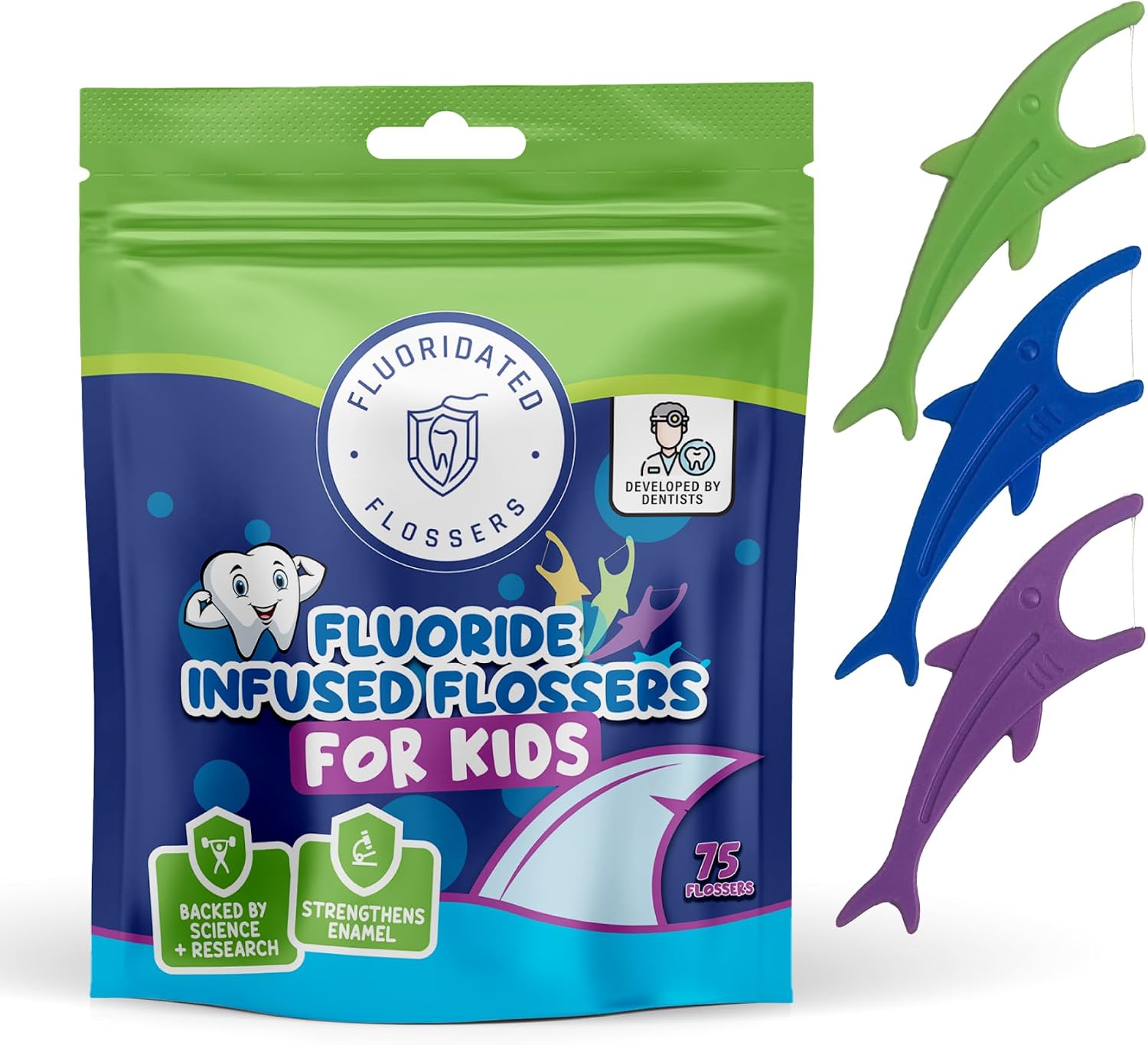 Amazon.com : Kids Flossers with Fluoride, Unflavored Floss Picks, Fun ...