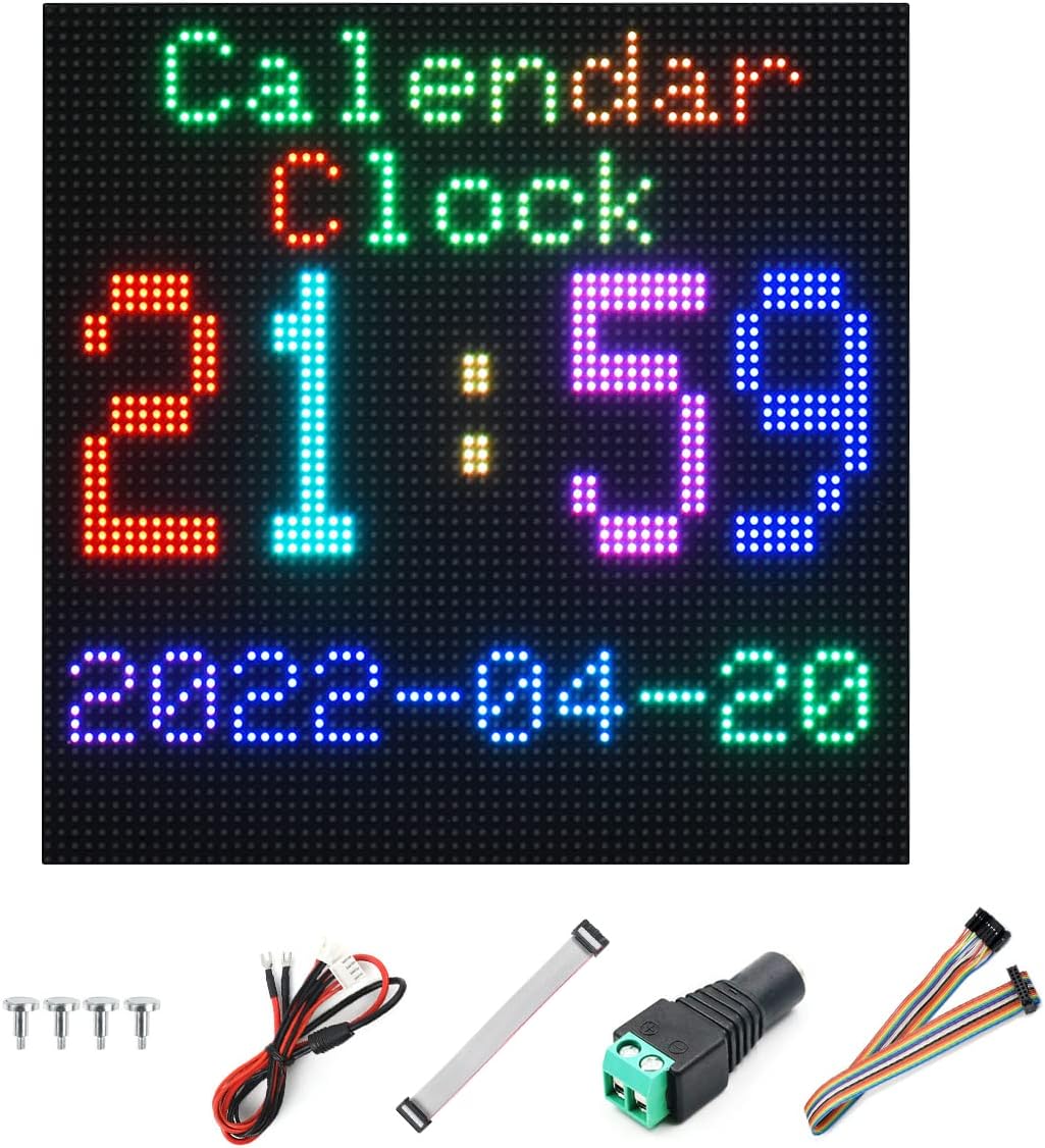 Amazon.com: Waveshare RGB Full-Color LED Matrix Panel 3mm Pitch 64×64 ...