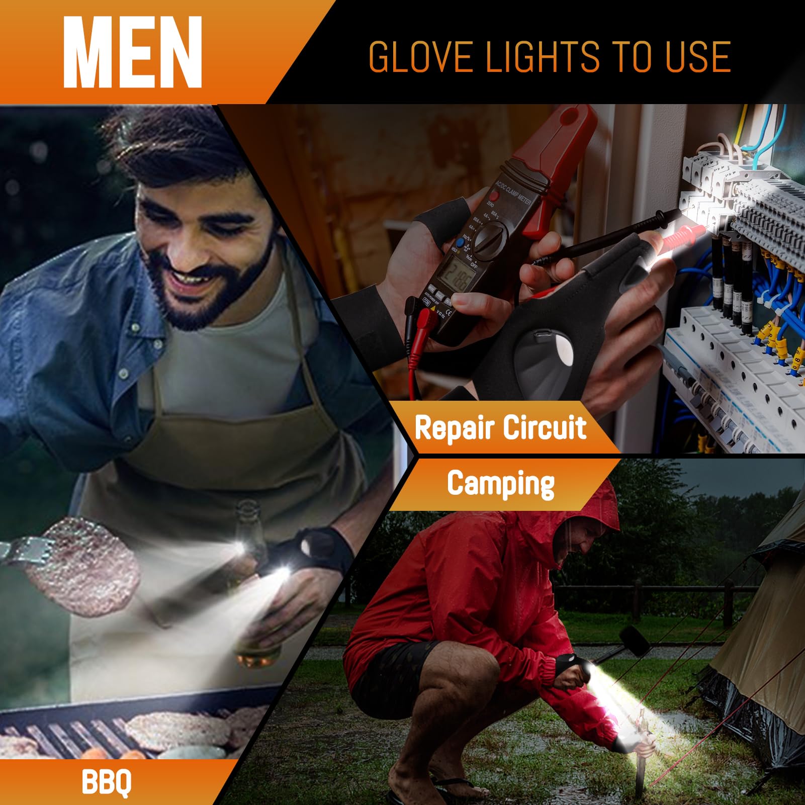 Snapklik.com : KOOPOOL LED Rechargeable Flashlight Gloves Outdoor ...