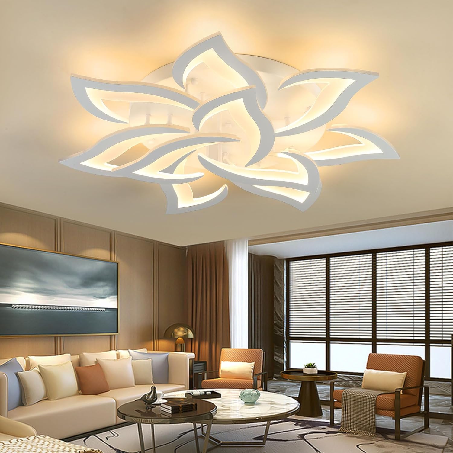 LED Ceiling Light Dimmable ,Modern Flower Ceiling Light with Remote ...