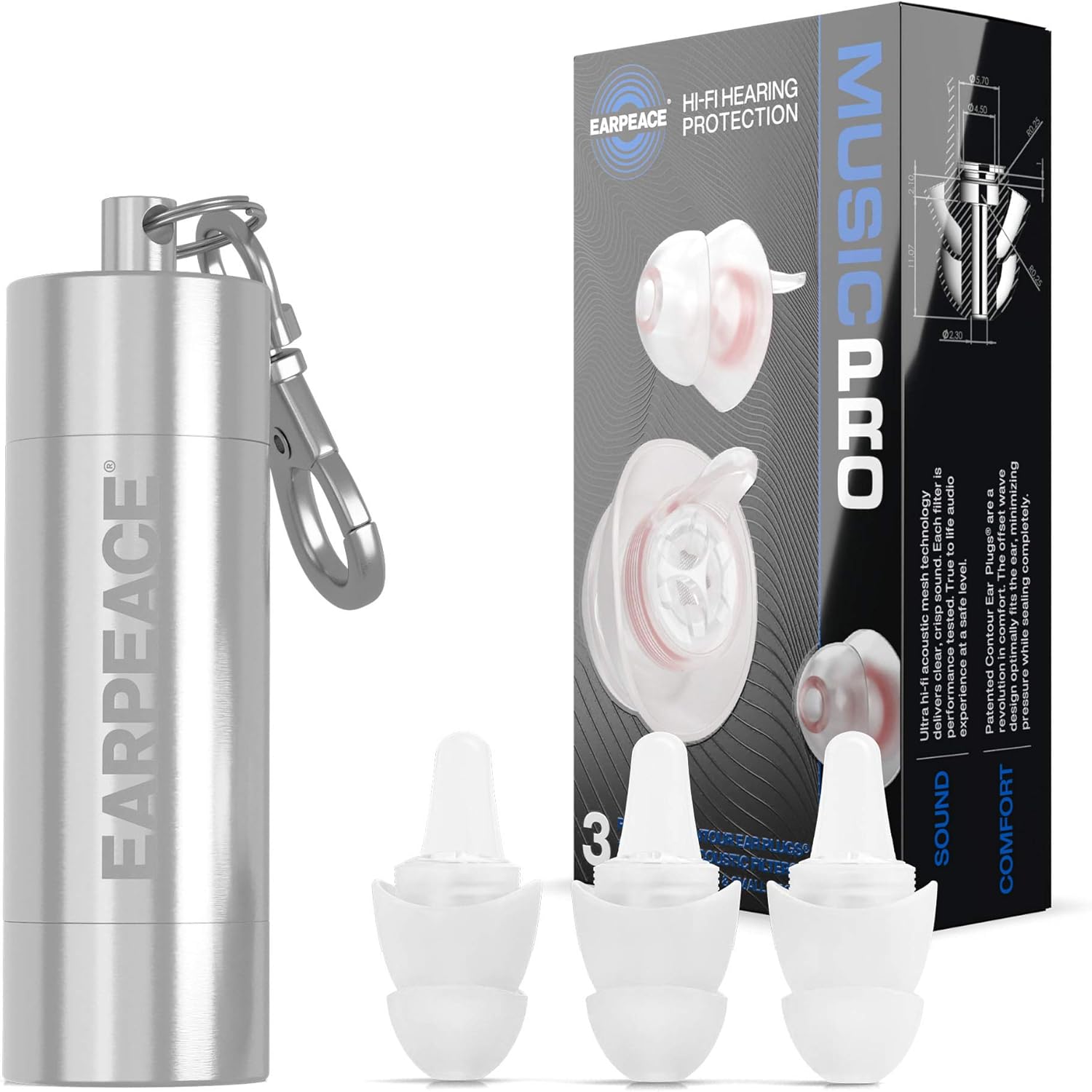 EarPeace PRO Music Ear Plugs - High Fidelity Earplugs for Concerts ...