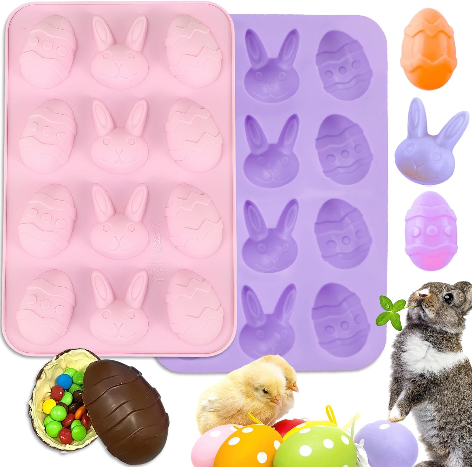 Amazon.com: BASEMMAHER 2 Pieces Easter Silicone Egg Bunny Shaped ...