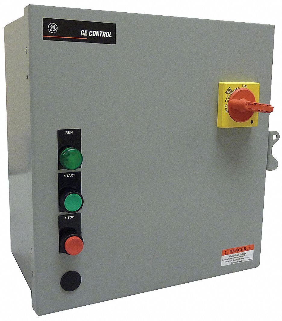 GE 120VAC Push Button IEC Combination Starter, 1 Enclosure NEMA Rating ...