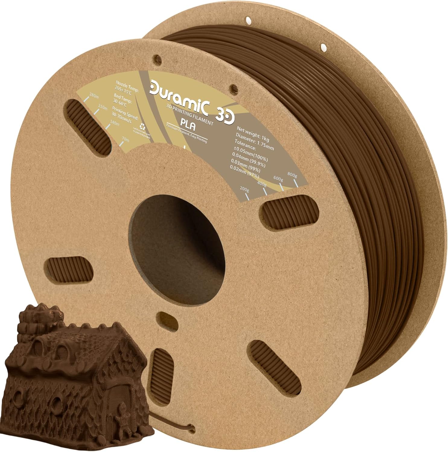 Amazon.com: DURAMIC 3D PLA Filament 1.75mm Brown 1kg Spool, Jam-Free ...