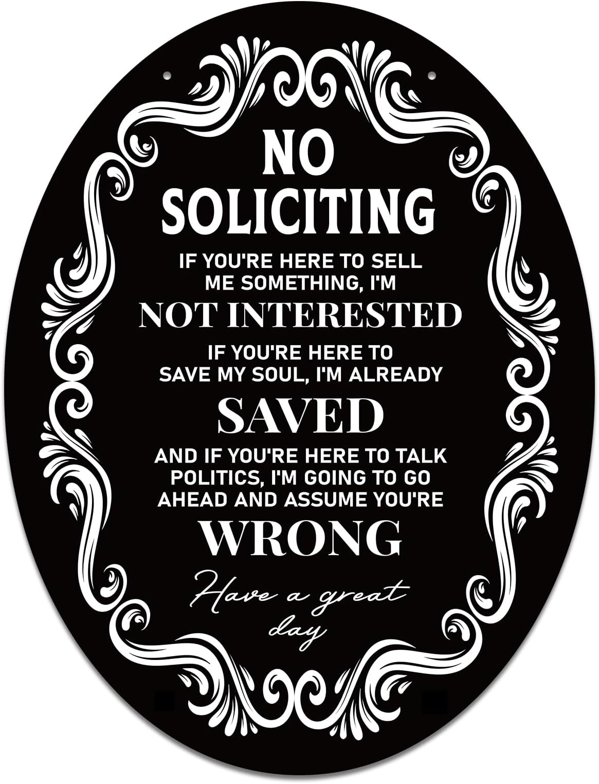 Amazon.com: Funny No Soliciting Sign for House 8" x 12" No Soliciting ...