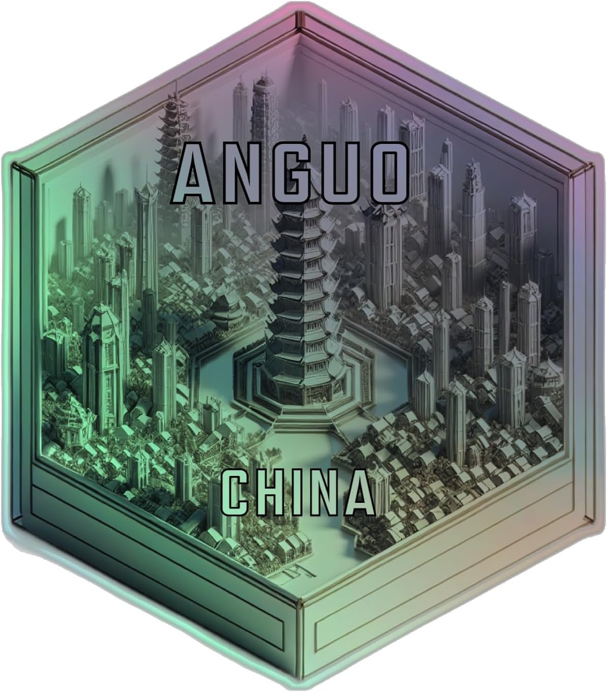 Anguo China Holographic Souvenir Vinyl Decal Sticker 4-Inch