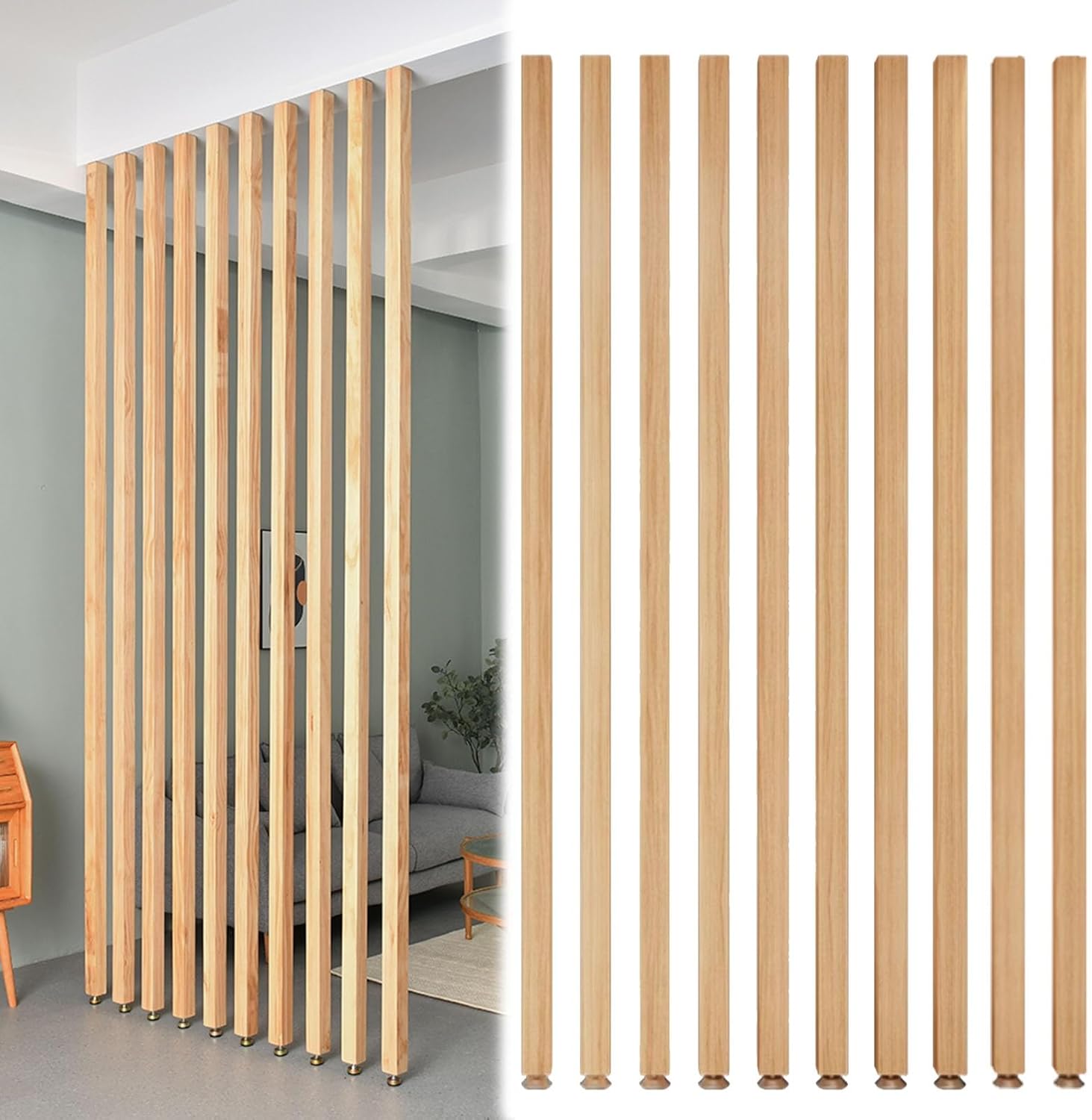 Amazon.com - 10 Pack Room Divider Floor To Ceiling Wooden Slats, 8 7 6 ...