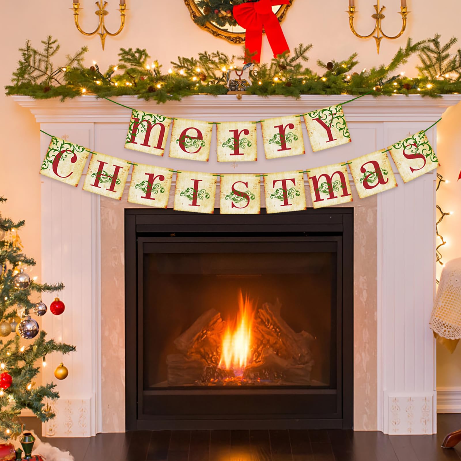 Amazon.com: Merry Christmas Decor Decorations Banner, Vintage Christmas ...