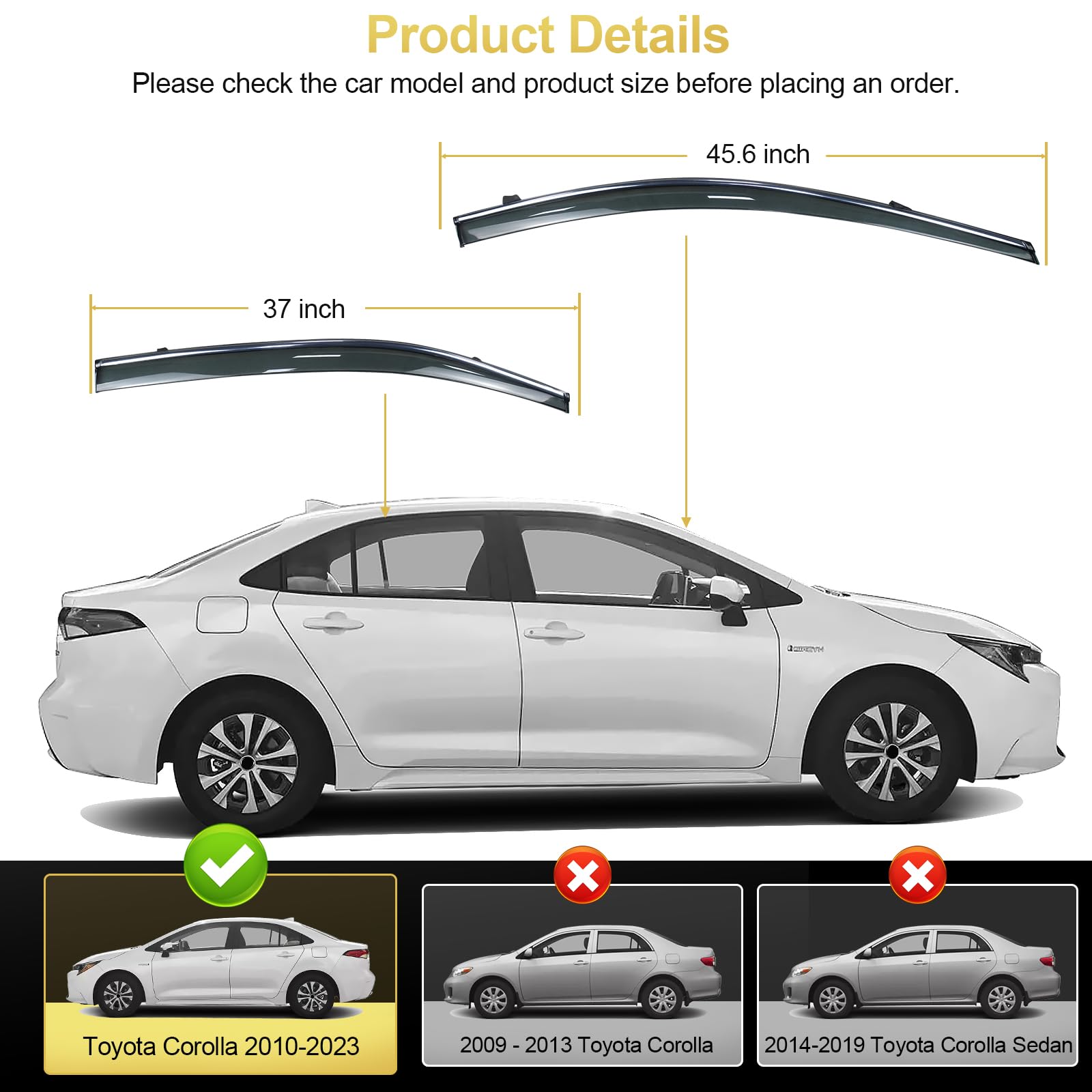 Snapklik.com : Rain Guards For Toyota Corolla 2019-2023 2024 2025 Side ...