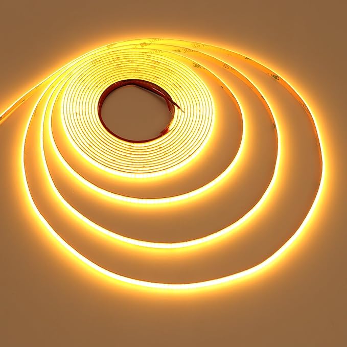 Amazon.com: TOPAI 24V Thin 5mm Gold Yellow COB LED Strip 16.4ft Narrow ...