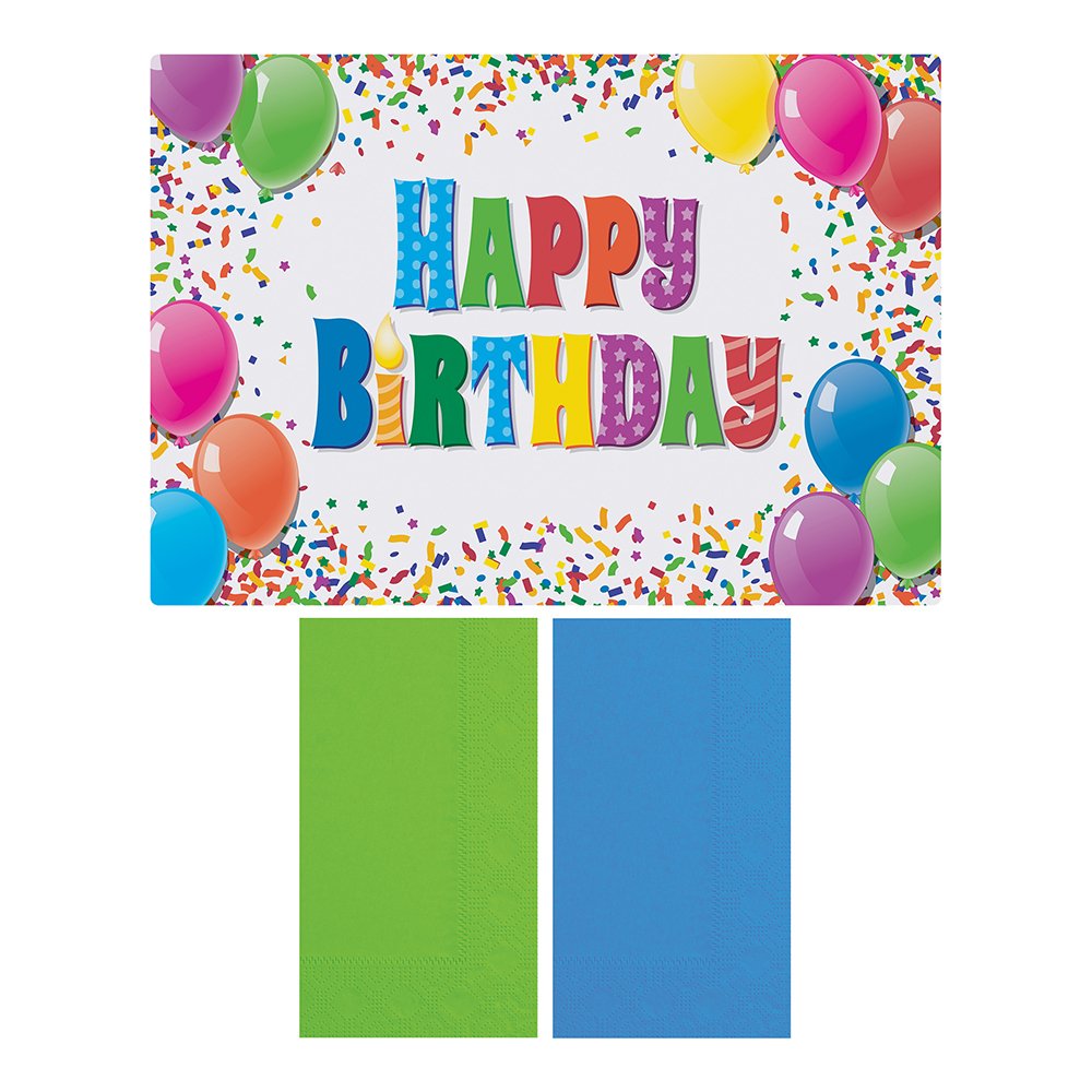 Amazon.com: Hoffmaster 856784 Happy Birthday - Placemat and Napkin ...