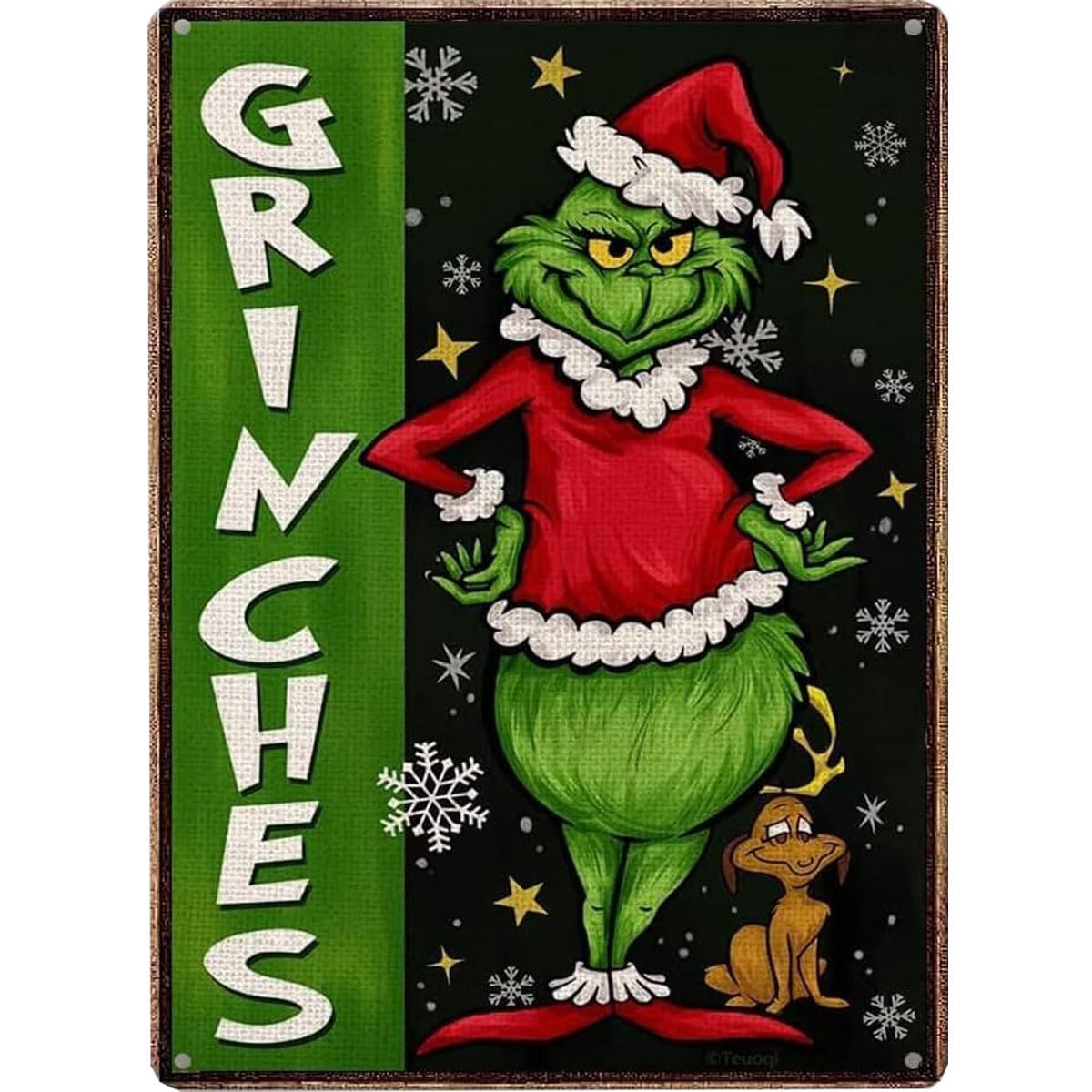 SHOOHS 8x12inchs Retro Grinch Christmas Metal Sign Vintage Funny Tin ...