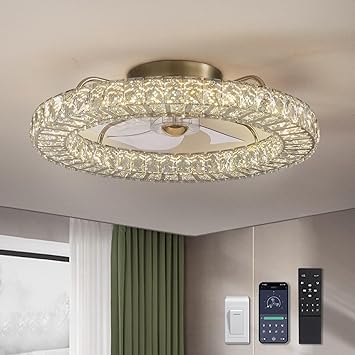 Amazon.com: LUDOMIDE Flush Mount Ceiling Fan with Light, 22" Modern ...
