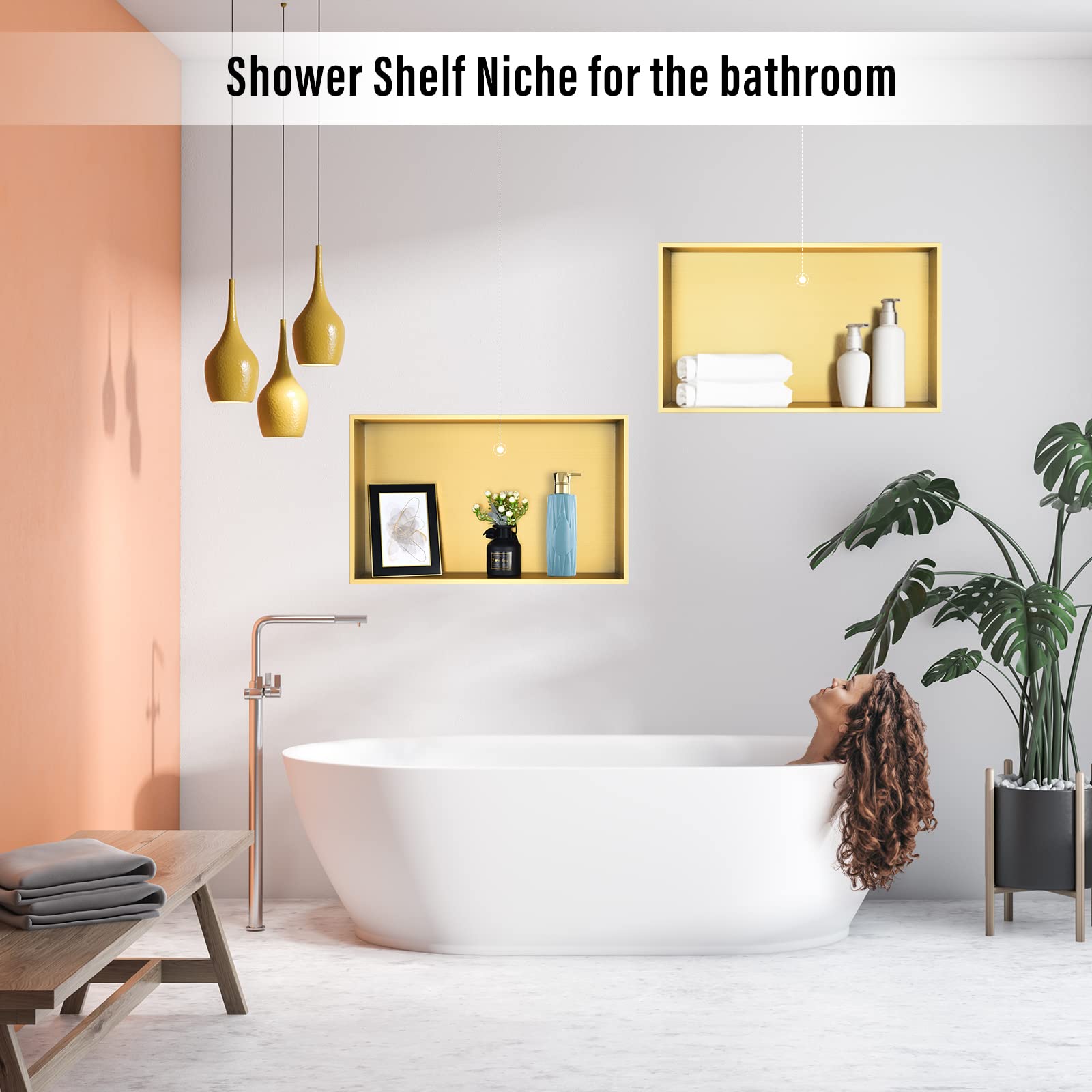 Snapklik.com : HTLOTUS Gold Shower Niche Stainless Steel Nano Anti-Rust ...