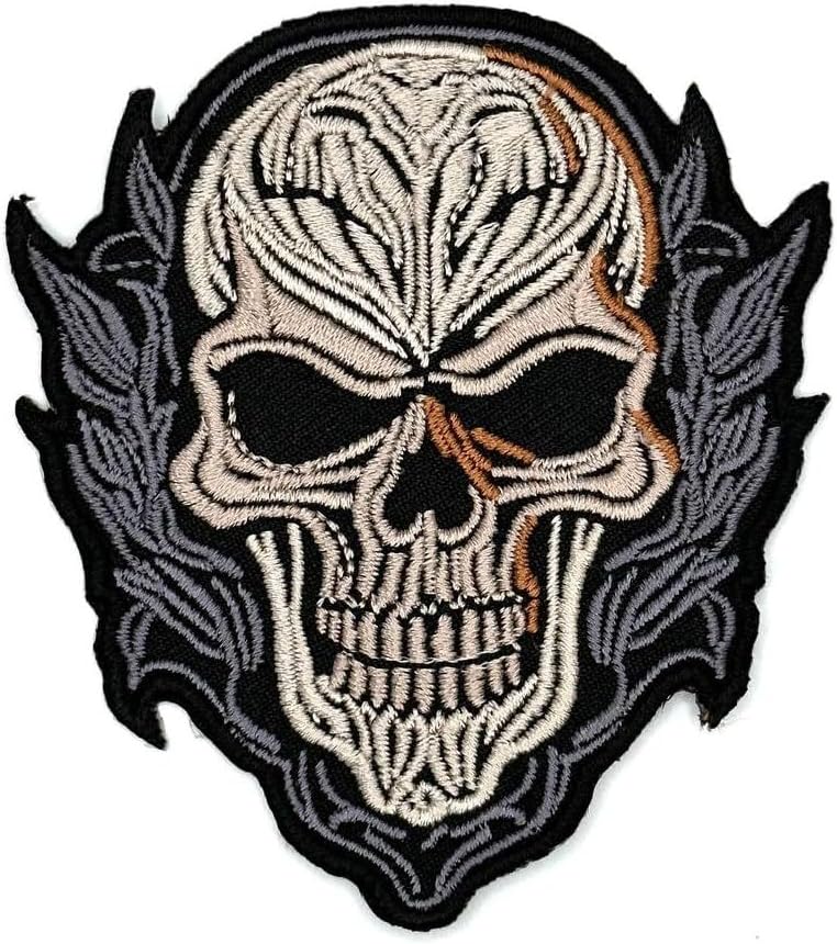 Amazon.com: 3.5" Skull Patch, Skull Sew On Patch, Skull Iron Ons, Skull ...