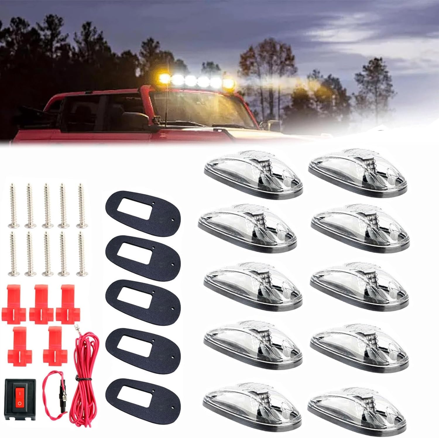 Solar Powered Cab Lights, Solar Powered Cab Lights for Truck, No Drill ...