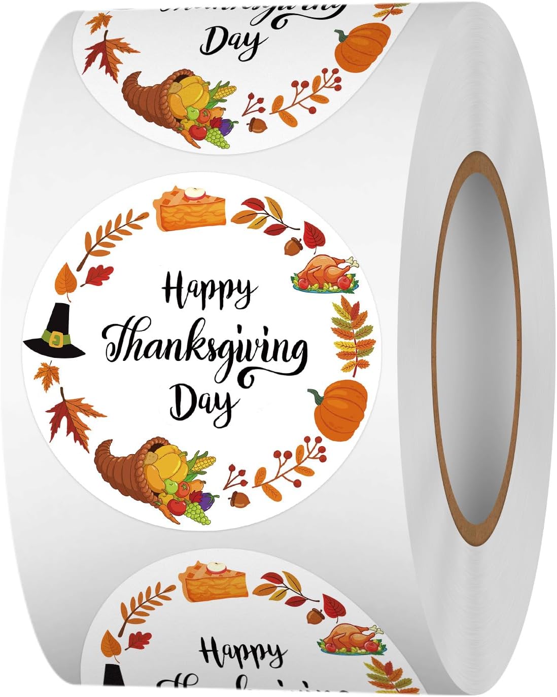 Amazon.com: Acetiamin Happy Thanksgiving Day Stickers Roll, 1.5 Inch ...