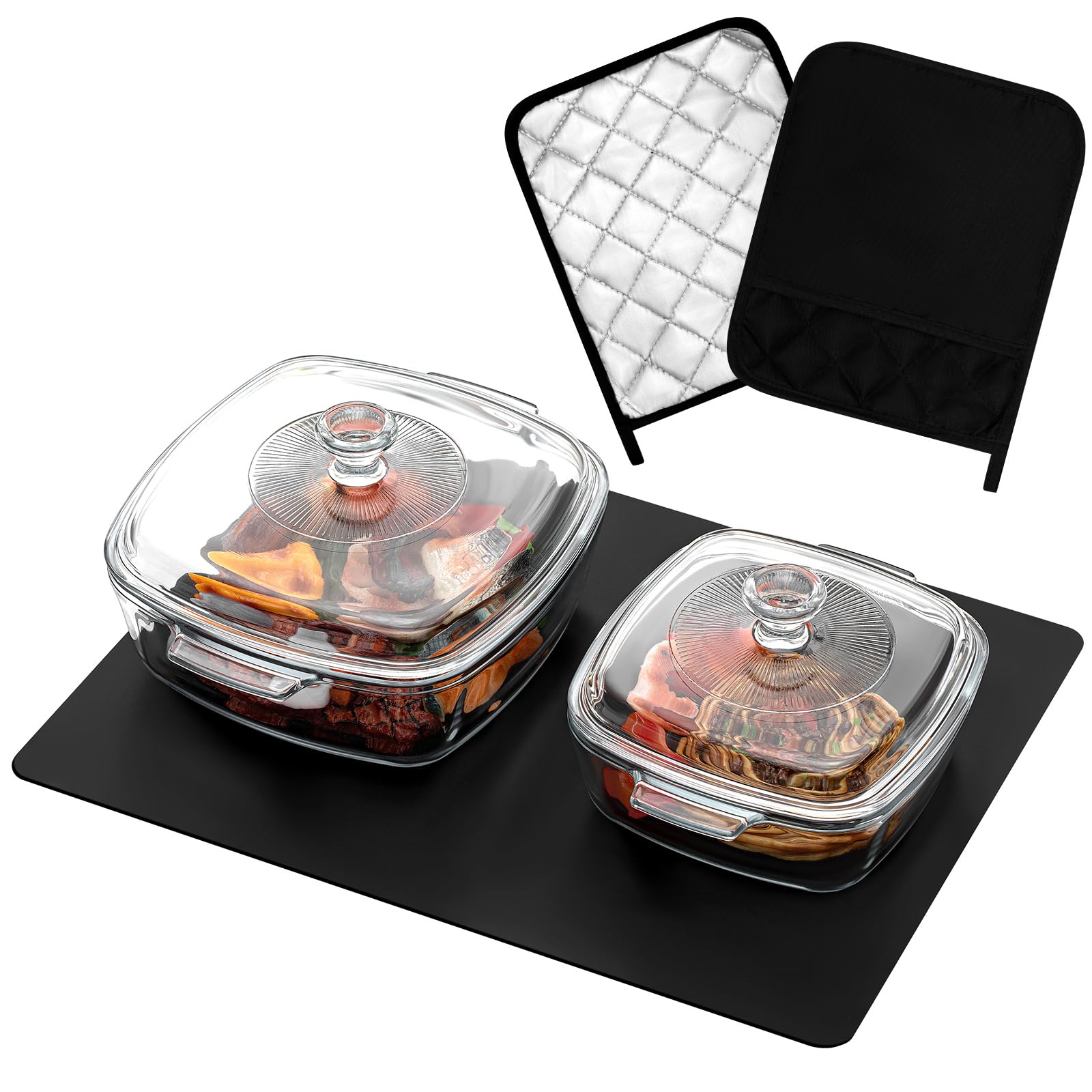 Amazon.com: Teenyyou 5 Pcs Square Glass Casserole Dish with Lid Oven ...