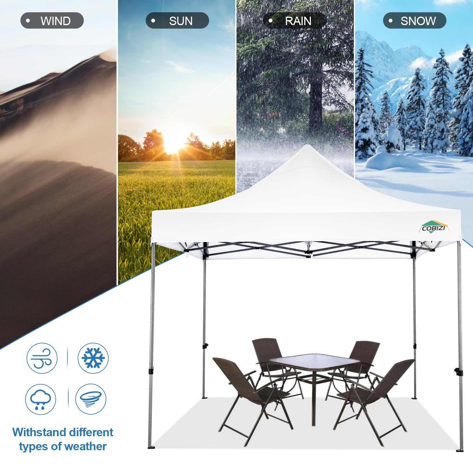 COBIZI 10x10 Pop Up Canopy Tent 10x10 Easy up Canopy, Heavy Duty ...