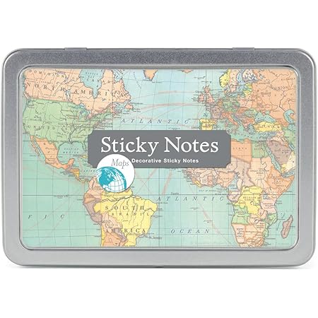 Amazon.com: Cavallini Sticky Notes Vintage Map : Office Products