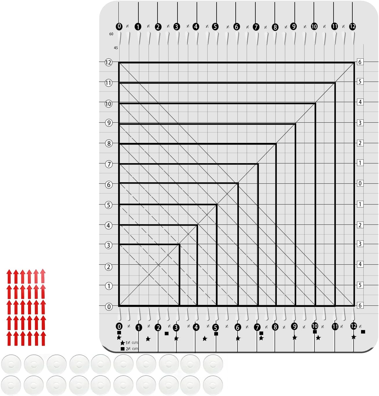 Amazon.com: Square Slotted Quilting Ruler, 14-1/2 x 17-3/4in ...