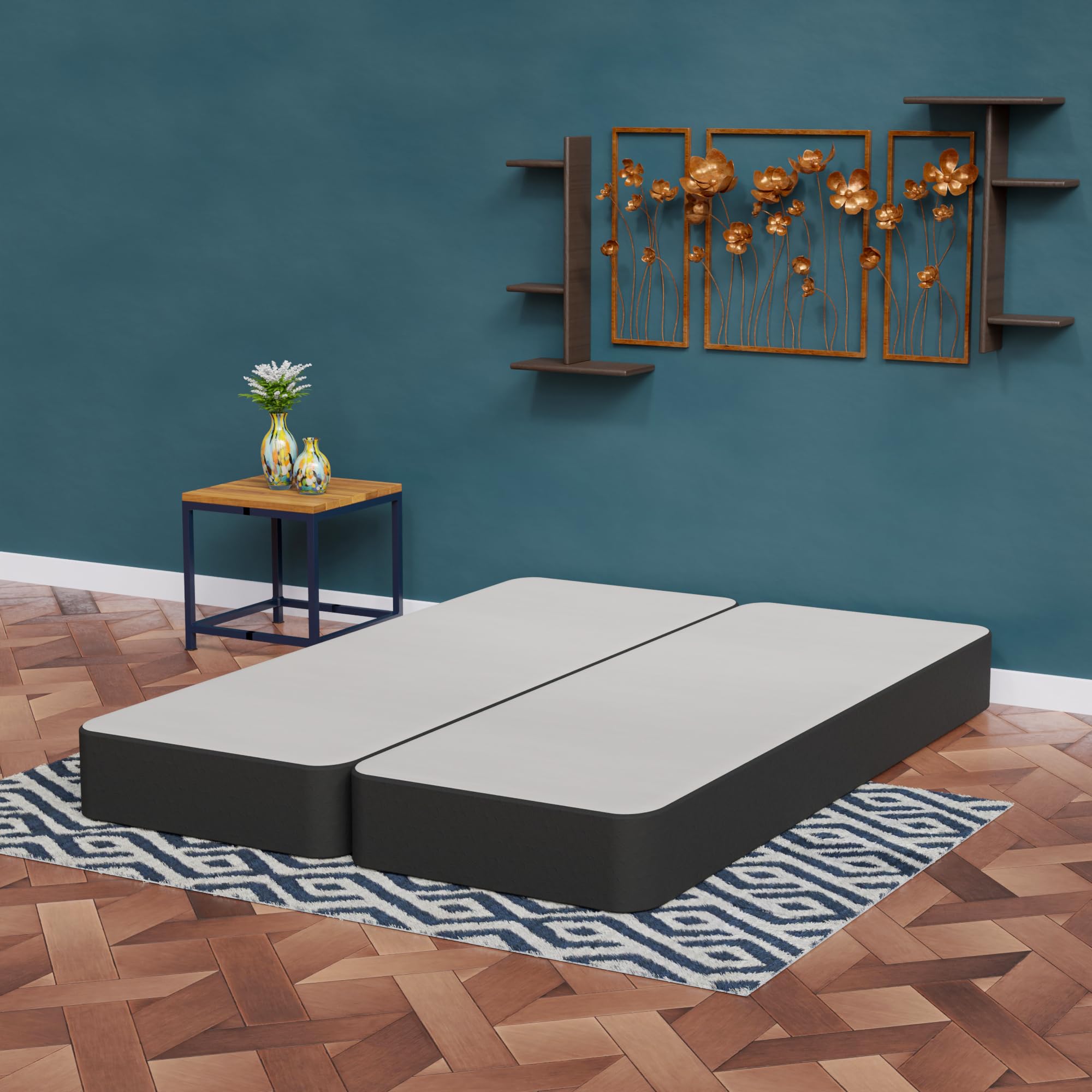 Queen Box Spring Nutan 4-Inch Wooden Box Spring - Fully Assembled King ...