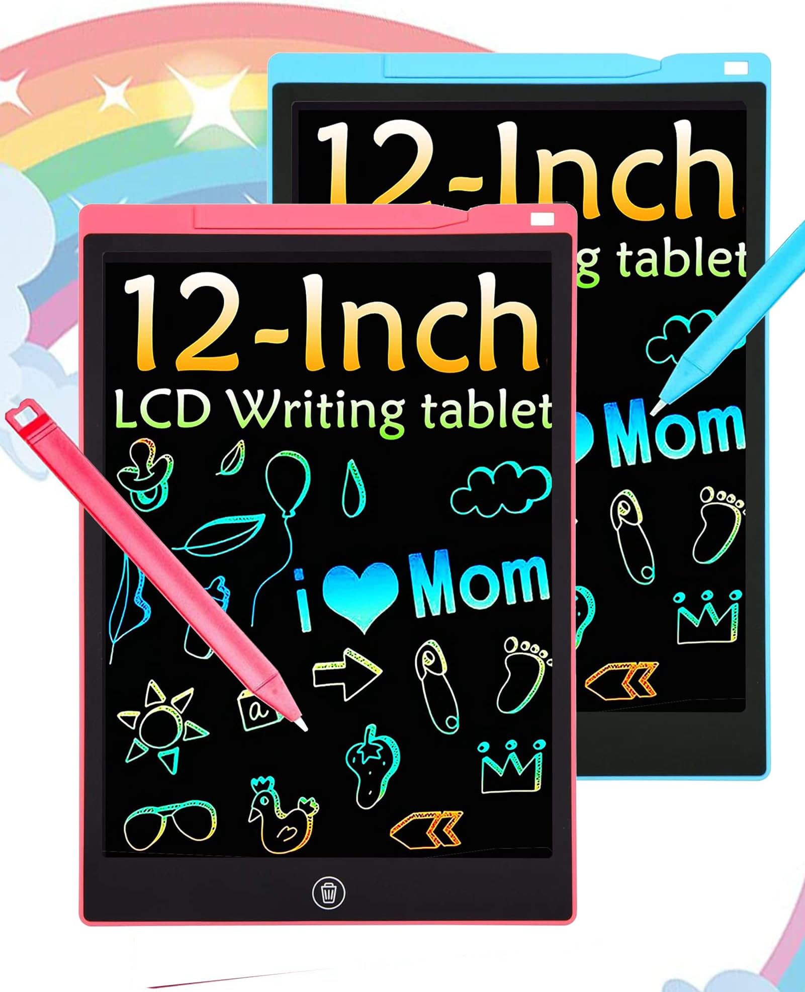 Amazon.com: 2 Pack LCD Writing Tablet, 12 inch Colorful Toddler Drawing ...
