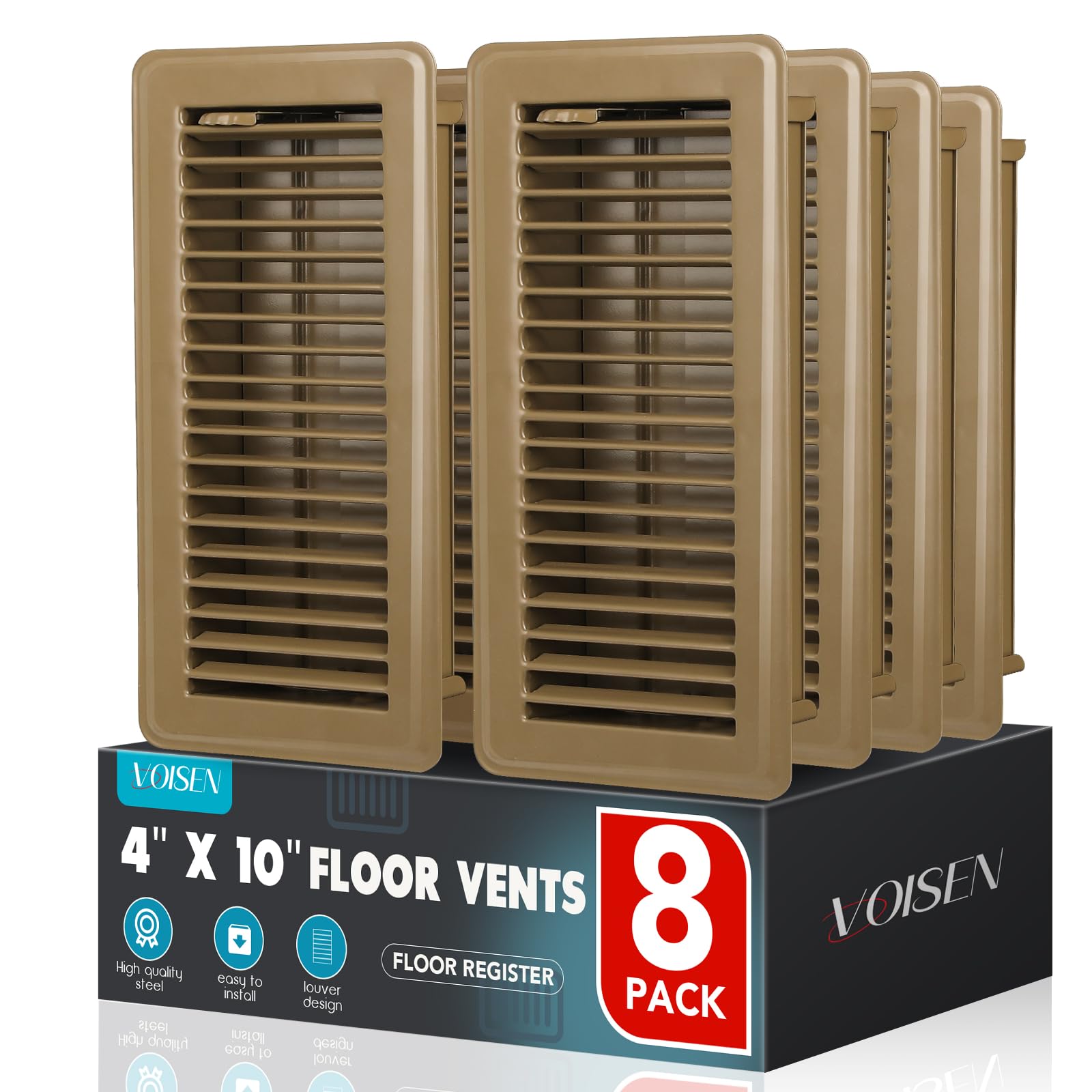 VOISEN Floor Register 4x10, 8 Pack Brown Floor Register Vents,Heavy ...
