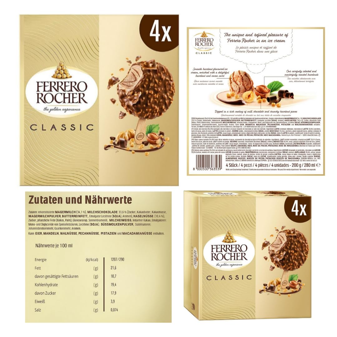 Ferrero Rocher Classic Eis 4 x 70 ml Frischegarantie : Amazon.de ...