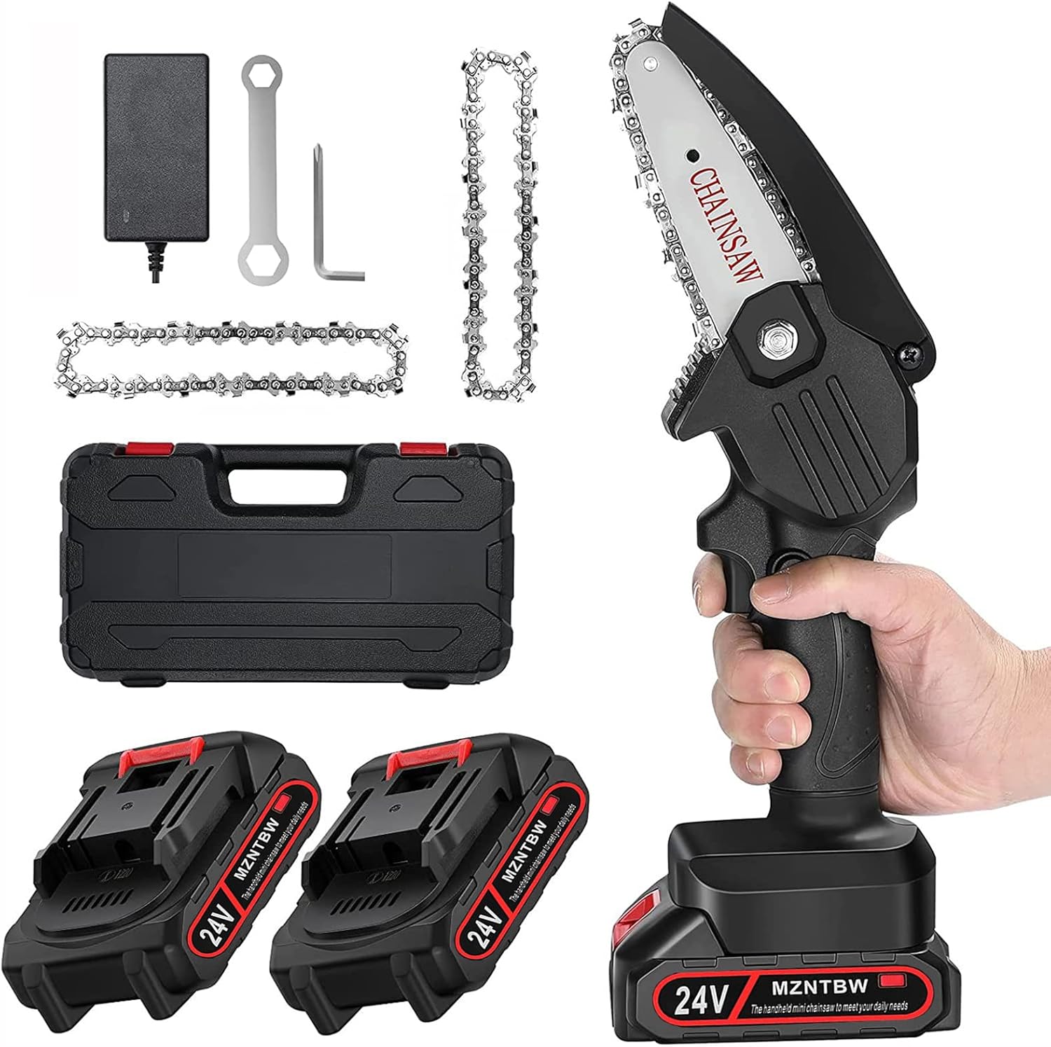 Amazon.com: Mini Chainsaw Cordless with 2 Battery, Cordless Mini Chain ...