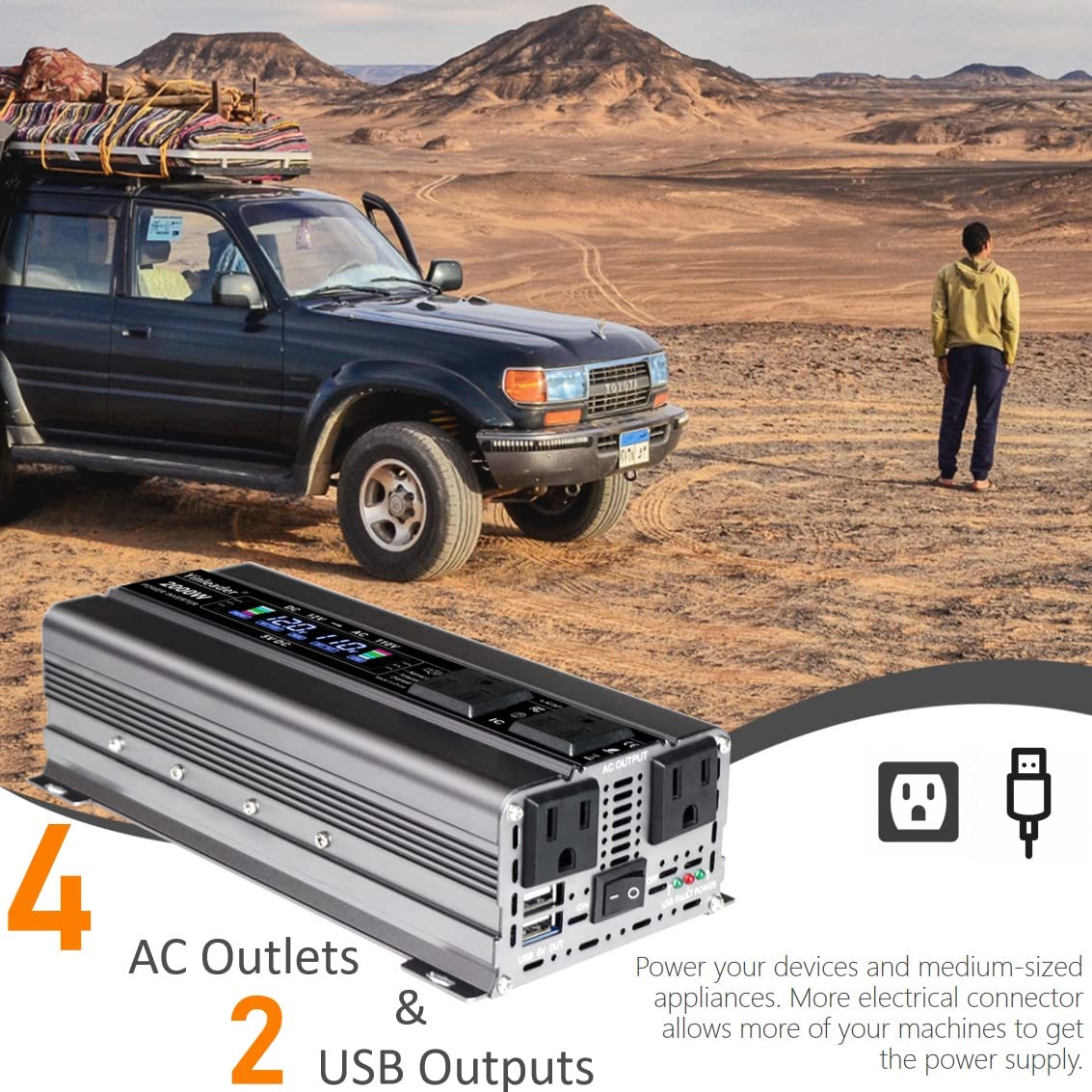 Snapklik.com : Yinleader 1000W Car Power Inverters,12v DC To 110v AC ...