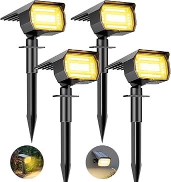 btfarm 4 Pack Solar Lights Outdoor Garden, 72 LED Solar Spot Lights 3 ...