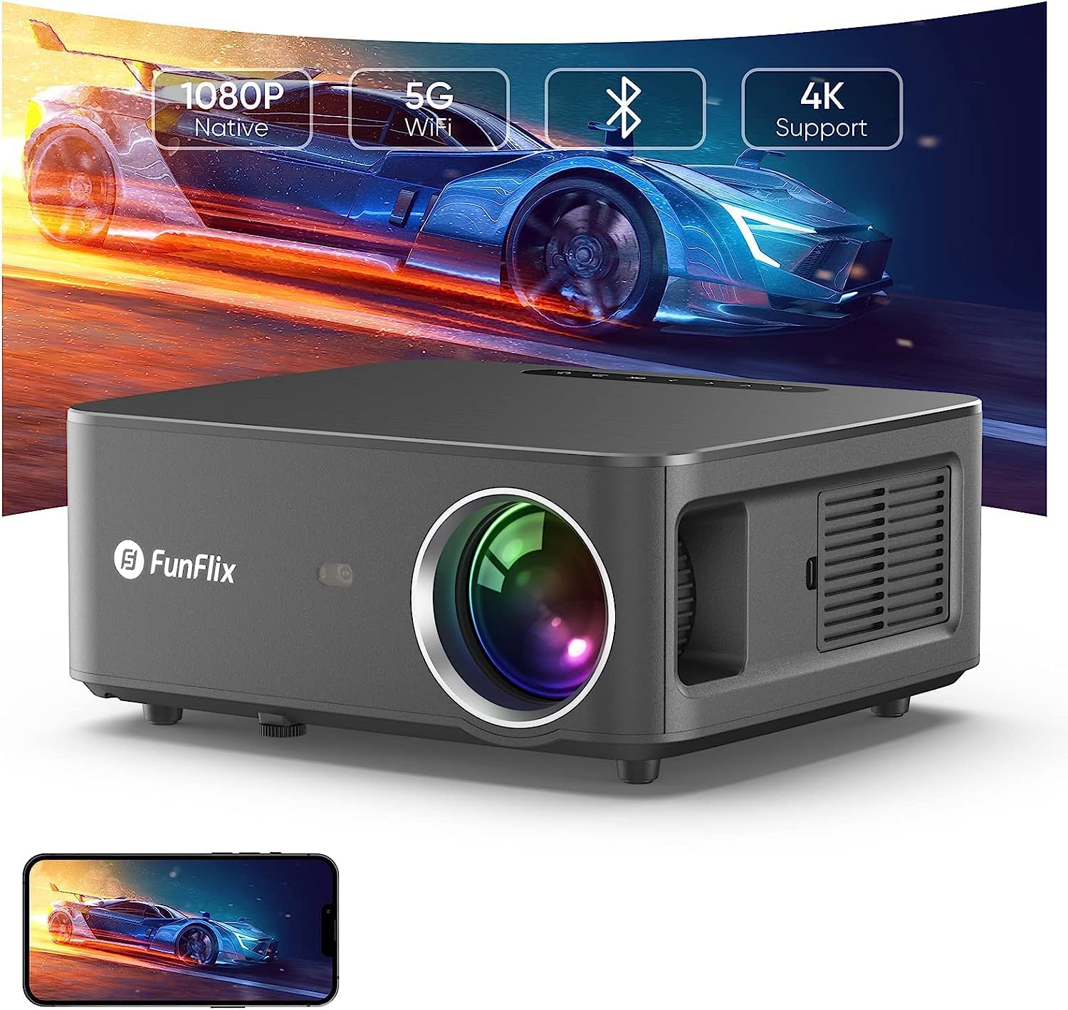 Amazon.com: [Auto Focus/Keystone&4K Support&Apps] FunFlix A2 Android TV ...