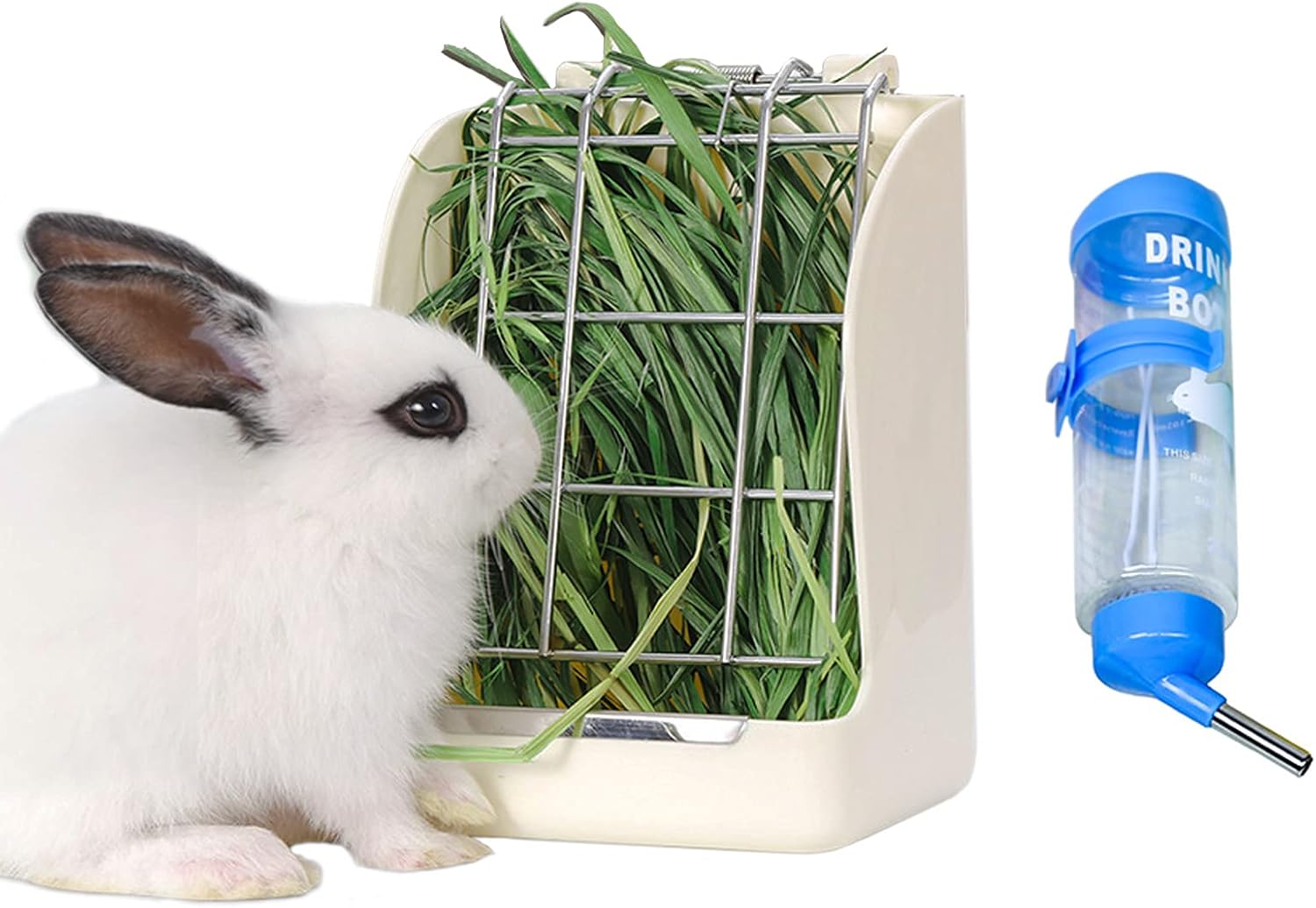 Buy Hamiledyi Rabbit Hay Feeder Rack,Bunny Water Bottles Dispenser, 2 ...