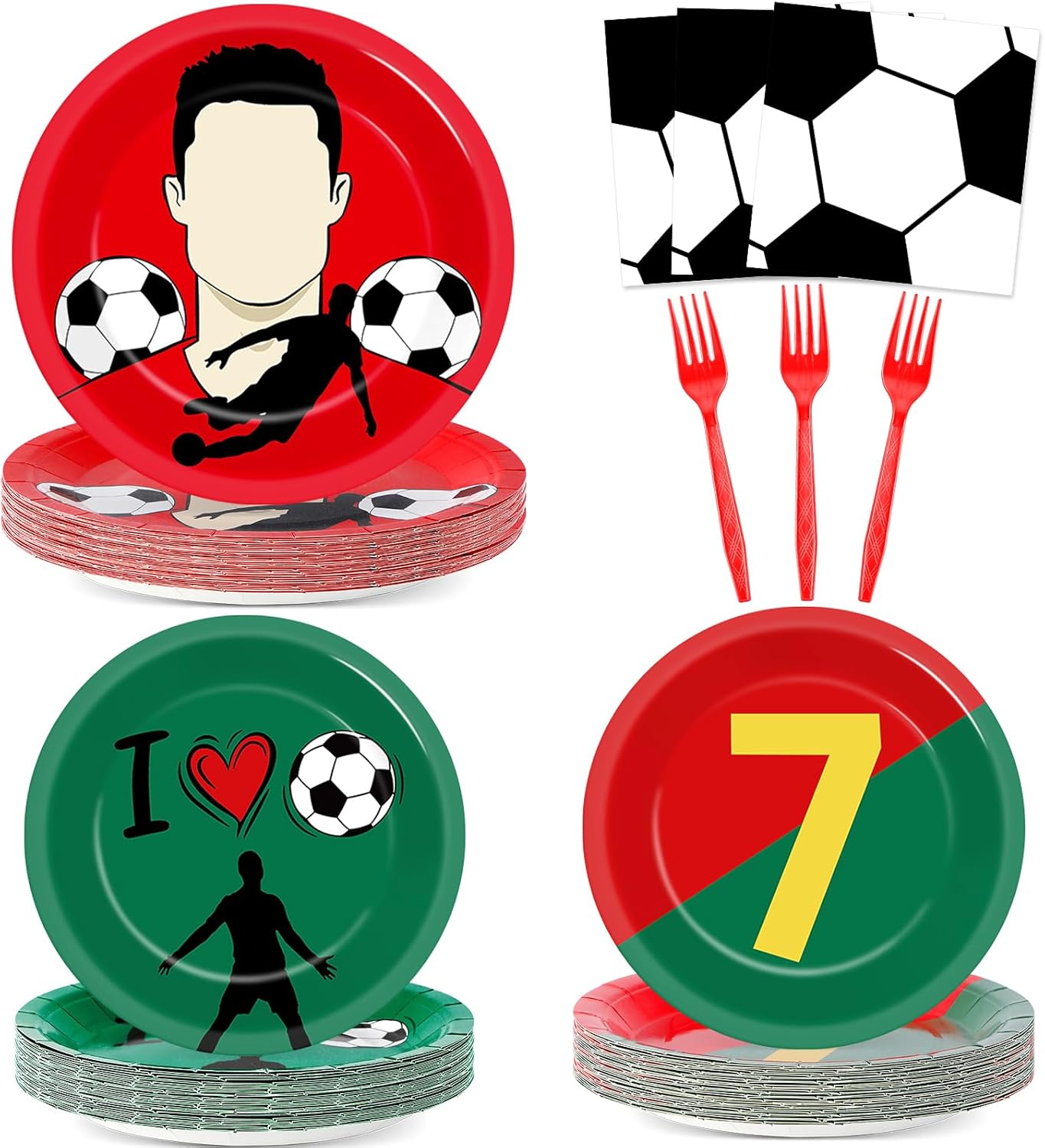 Amazon.com: 96Pcs Soccer Paper Plates and Napkins Soccer Star ...