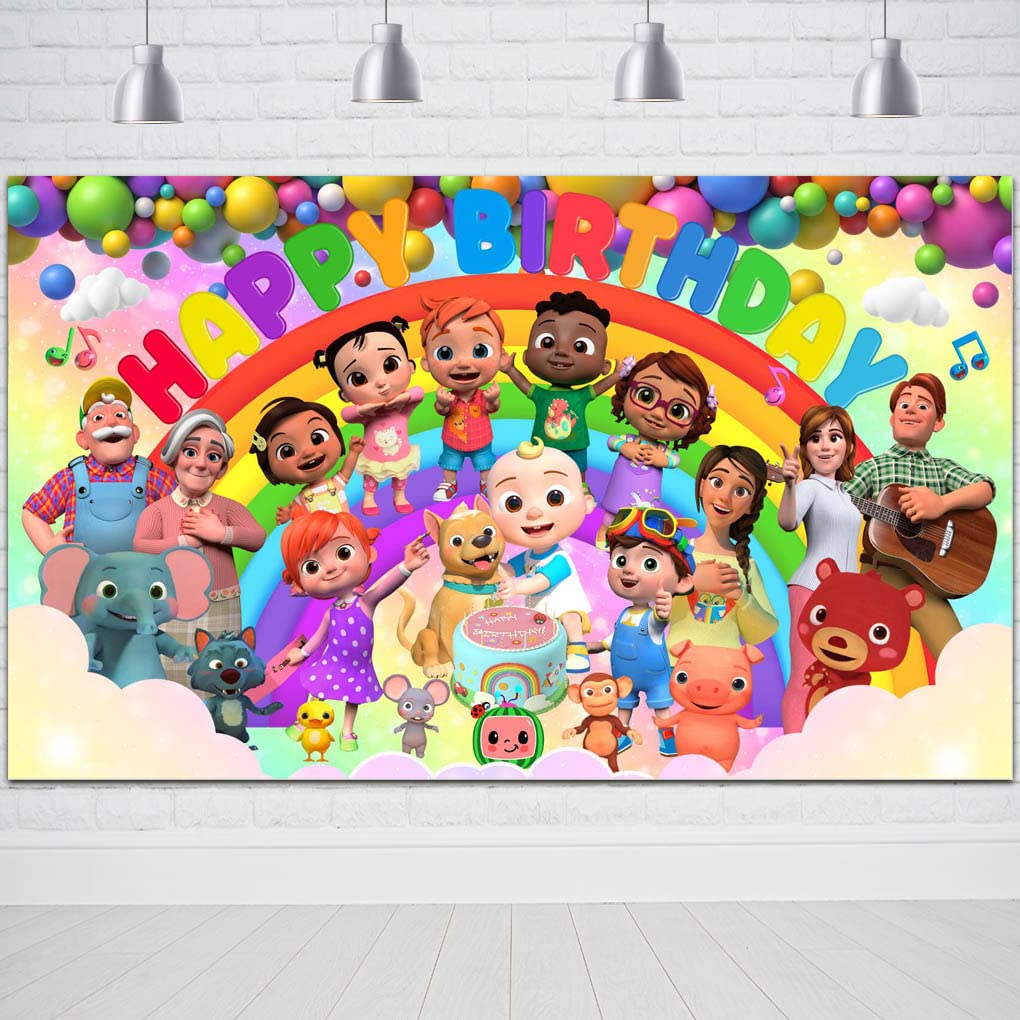 Buy Cocomelon Backdrop for Kids Birthday Party Decorations Carton ...