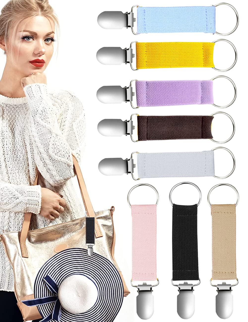 8PCS Elastic Hat Clips, Sturdy Traveling Colorful Hat Clip, Elastic ...