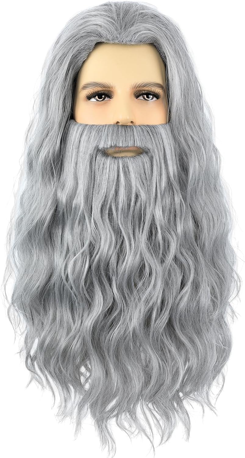 Amazon.com: Kangaroo Wizard Wig and Beard – Long Wizard Hair and Beard ...