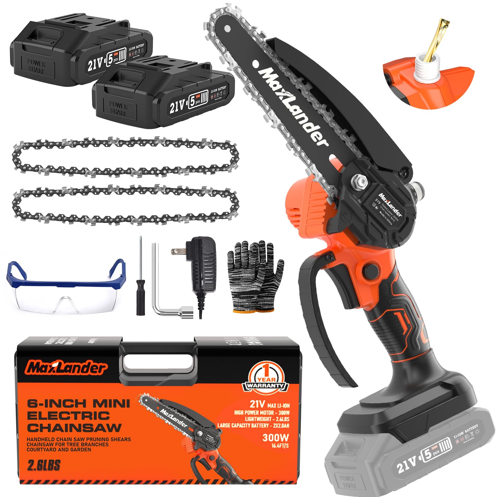 Snapklik.com : MAXLANDER Mini Chainsaw, 6-Inch Cordless Handheld ...