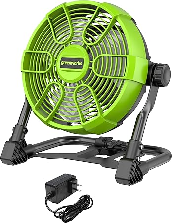 Amazon.com: Greenworks 24V 10" (5-Speed) Fan (500 CFM), Hybrid (AC / DC ...