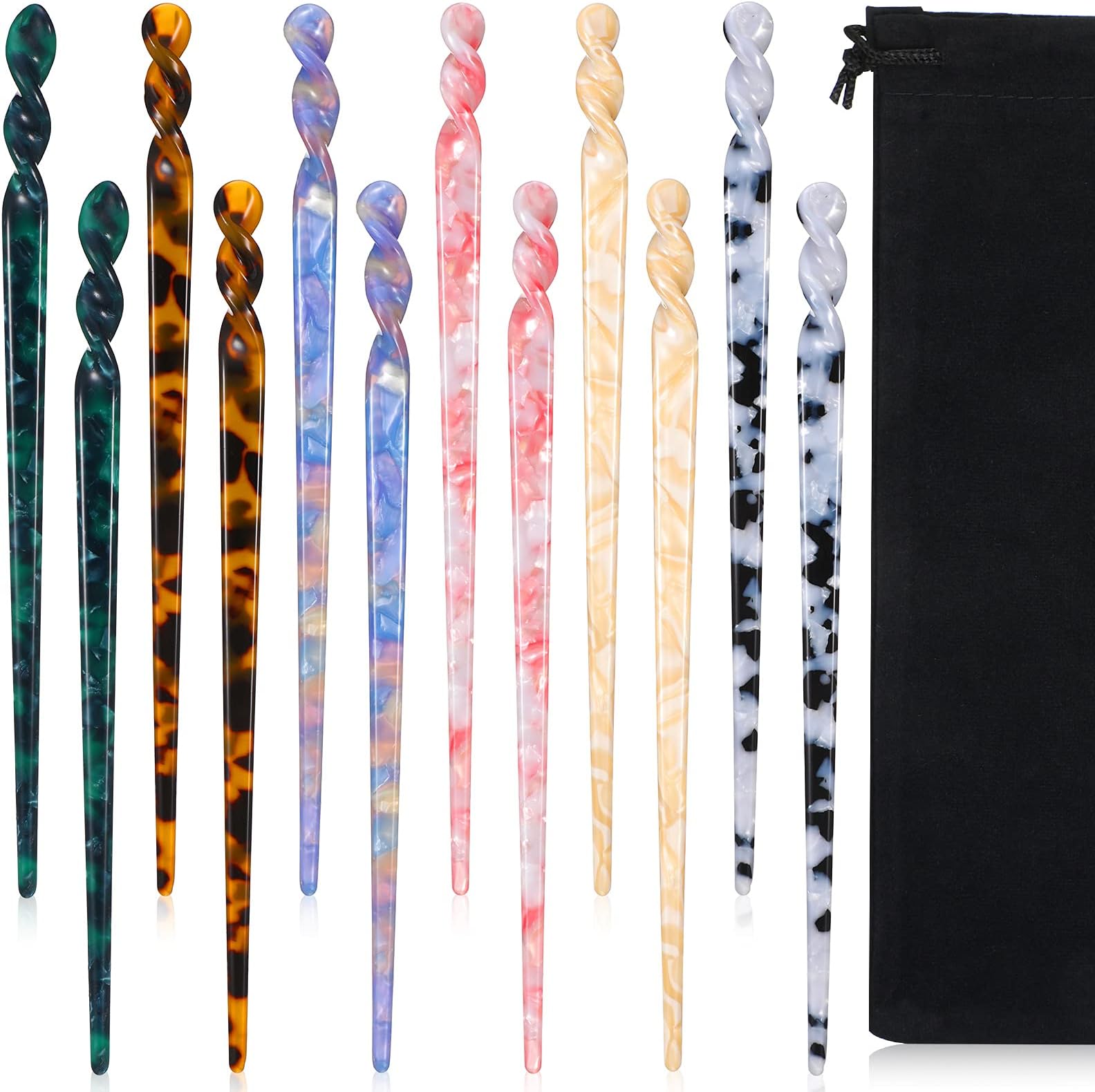 Amazon.com : 12 Pieces Acetate Hair Sticks Hair Chopsticks Tortoise ...