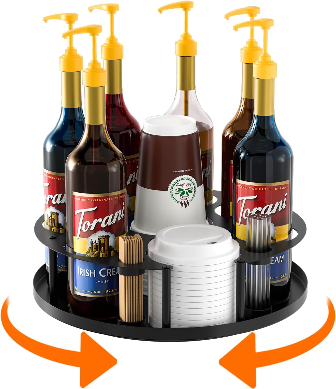 Amazon.com: Coffee Syrup Organizer 9 Bottles | 360° Rotating Coffee ...