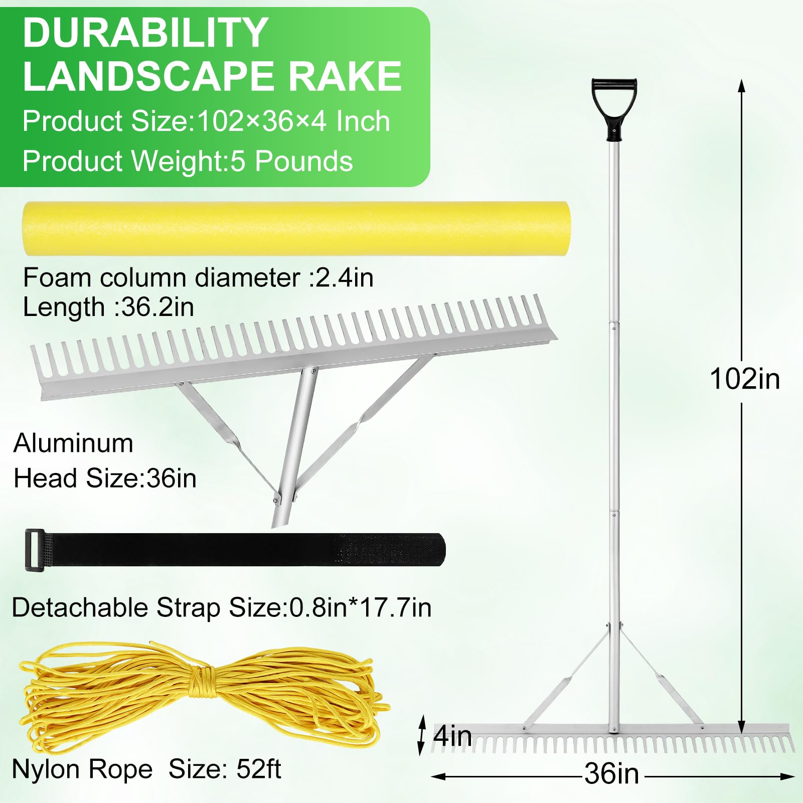 Snapklik.com : Pond Rake, 36" Aquatic Lake Weed Rake