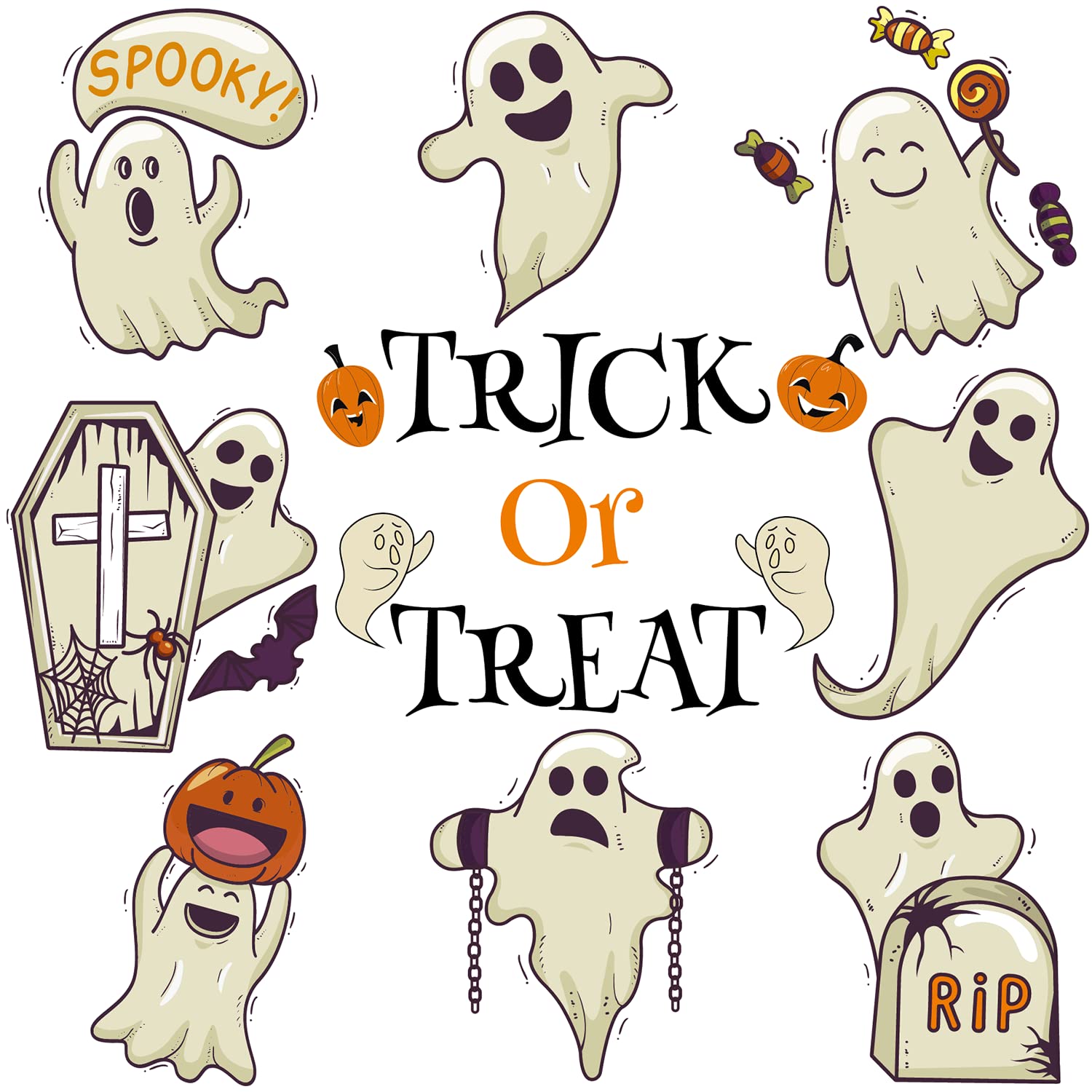 Amazon.com: Quera 51Pcs Halloween Bulletin Board Decorations Ghost ...