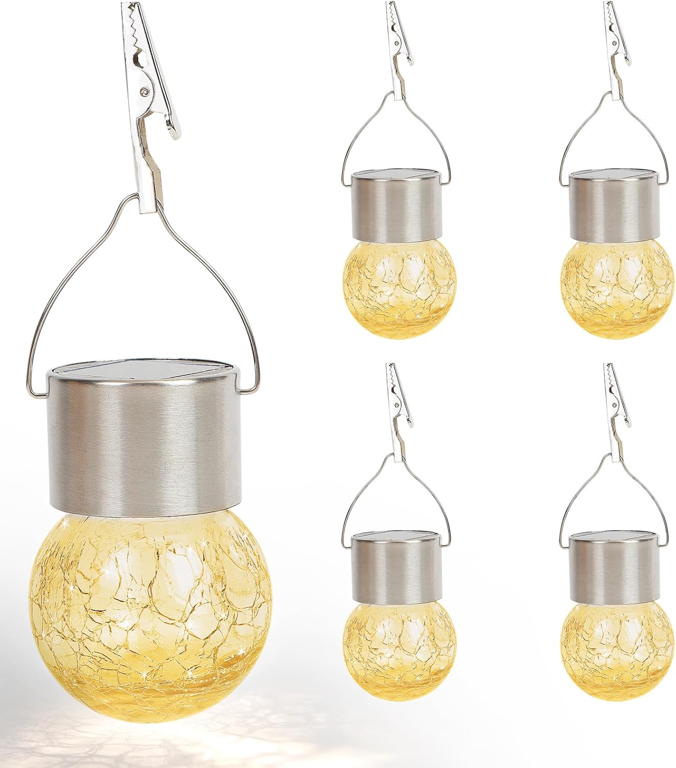 Amazon.com: Solar Hanging Lights for Outside Crackle Glass Ball Solar ...